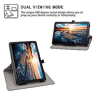 LiuShan Compatible with Huawei MatePad T10s Case,Huawei MatePad T10 Case，360 Degree Rotation Stand PU Leather with Cute Pattern for 10.1" Huawei MatePad T10s / Huawei MatePad T10 Tablet,Black