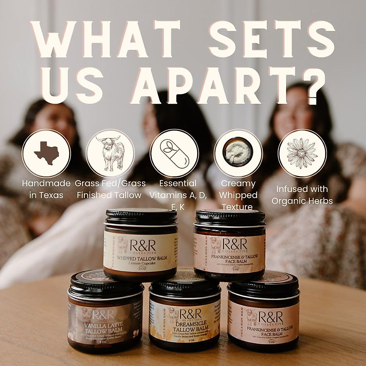 Handmade Tallow Face Moisturizer- 100% Grass Fed Beef Tallow for Skin Care- Handmade Whipped Frankincense and Tallow Balm- Sensitive & Dry Skin, Eczema, Psoriasis- 2 FL. oz. (Frankincense Face)