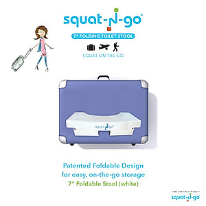 Squat N Go Folding Squatting Stool | The Only Foldable Toilet Stool | Convenient and Compact Great for Travel | Fits All Toilets, Folds for Easy Storage, Use in Any Bathroom | White Color |