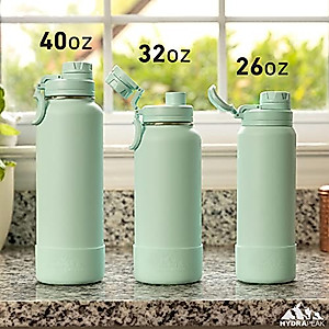 Hydrapeak 32oz Insulated Water Bottles w/Chug Lid, Water Flask, 32 Oz Water Bottle Insulated & Leak Proof, Stainless Steel Water Bottle, Travel Water Bottle, Wide Mouth, Matching Boot (Black)