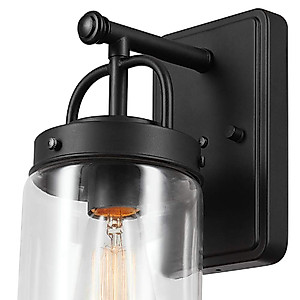 Boyd 1-Light Outdoor Indoor Wall Sconce, Black, Clear Glass Shade,44362