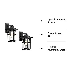 HWH INVESTMENT Outdoor Wall Light 2 Pack, Exterior Wall Sconce Light Fixtures with Seeded Glass, Farmhouse 1-Light Porch Light Waterproof for Patio Balcony Indoor, Matte Black, 5HX62B-2PK BK