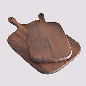Pearlead Walnut Wood Cutting Board with Handle Large Serving and Chopping Board Cheese Hardwood Bread Board for Serving Chopping Fruit Vegetables Meat Charcuterie Platter 14.5 x 6.7 inch