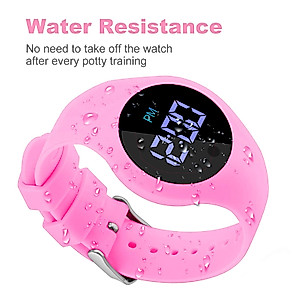 UpPro Potty Training Watch with Countdown Timer, Rechargeable and Water Resistant Toddler Watch, Musical Potty Trainer Alarm for Toilet Training, Compatible with Potty Watch（Pink）