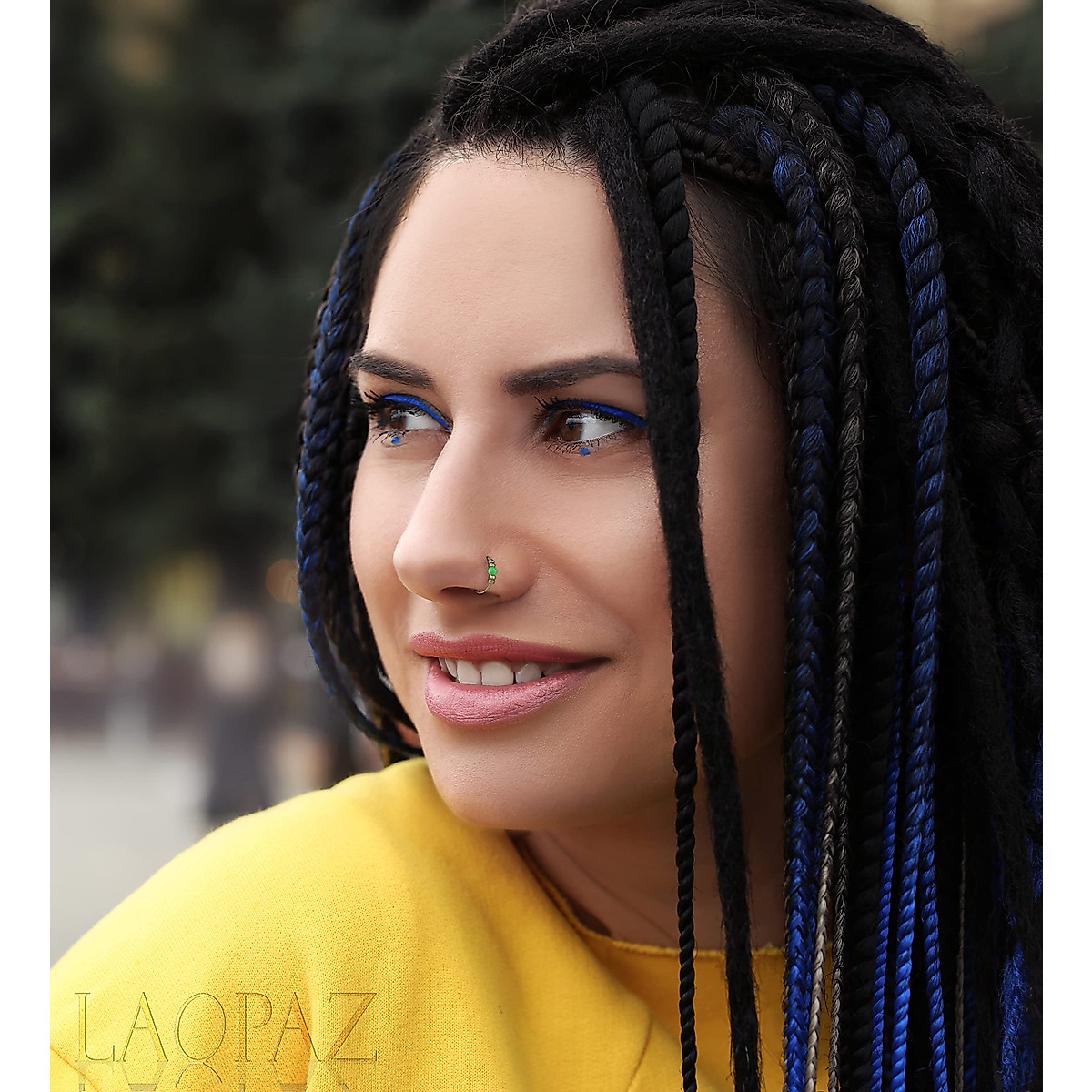 LAOPAZ Nose Ring With Opal 24G, 14K Gold Filled Nose Ring Hoop Green Opal, tiny nose piercing, beaded nose ring 7mm…