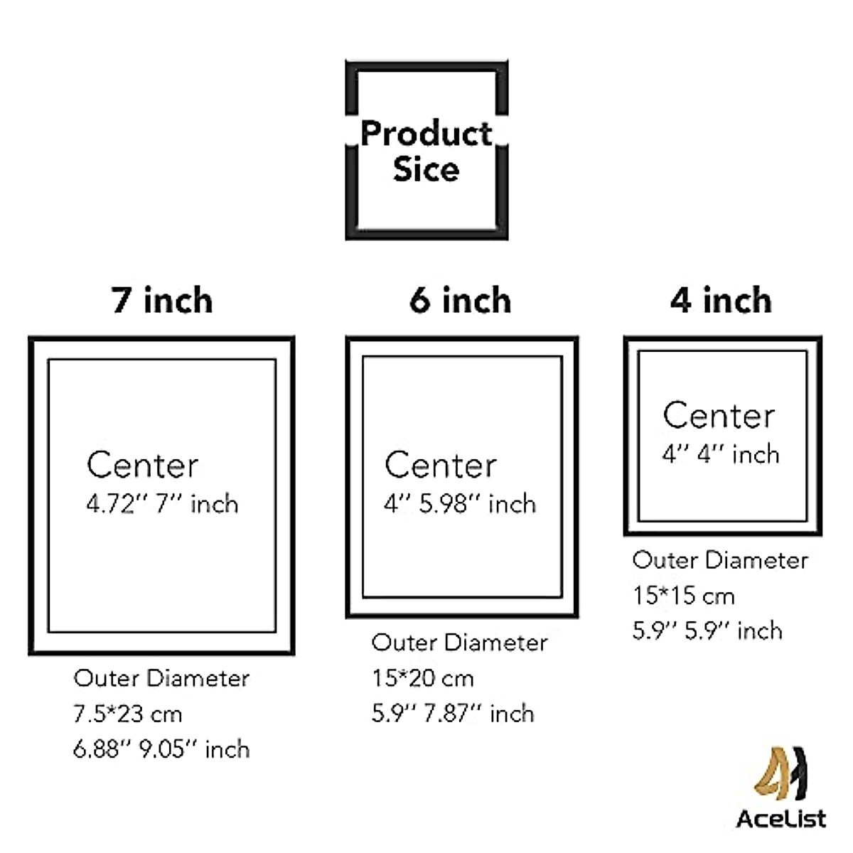ZONYEO Set of 3 Glass Picture Frame, Collection Simple Metal Floating Frame with Glass Cover Includes 4x4, 4X 6, 5x7