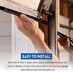 Heavy-Duty Universal Garage Door Bottom Seal, U & O Ring Design with Pre-drilled Aluminum Track Retainer Base Kit & Stoppers (20FT)