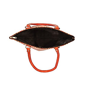 Zint 100% Genuine Leather Women's Batik Indian Shantiniketan Ethnic Tote Bag Twin Royal Elephant Design