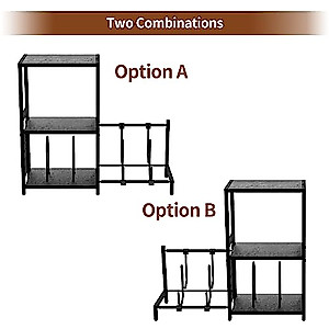 YAKANJ End Table with Guitar Stand,Record Player Stand,Vinyl Records Storage,2-Tier Guitar Stand for Acoustic, Electric Guitar,Bass,Turntable Stand Side Table for Music Room Studio Living Room-Black