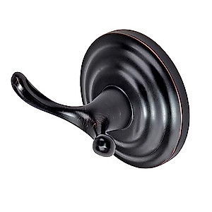Amazon Basics Zinc Traditional Round Bathroom Towel and Robe Hook, Oil Rubbed Bronze