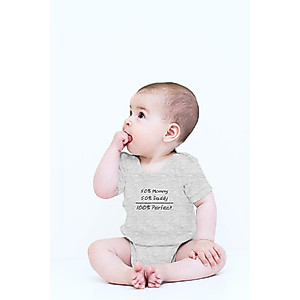 Crazy Bros Tee's 50% Mommy, 50% Daddy, 100% Baby Bodysuit Funny Cute Boy Girl Infant Outfit Adorable Romper (Newborn, Heather Grey)