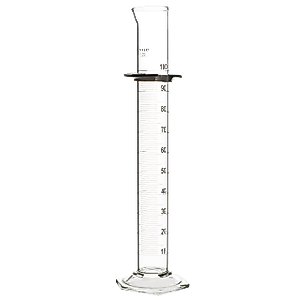 PYREX Single Metric Scale Glass Graduated Cylinder to Contain (TC) - Borosilicate Graduated Cylinder, Premium Scientific Glassware for Laboratories, Classrooms or Home Use - 100mL, 1 Pack