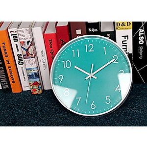 Epy Huts Modern Simple Wall Clock Indoor Non-Ticking Silent Sweep Movement Wall Clock for Office, Bathroom, Living room Decorative 10 Inch Teal