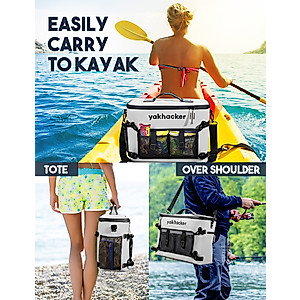 Yakhacker Kayak Cooler, Waterproof Seat Back Cooler with Lawn-Chair Style Seats, Kayak Accessories Bag, Portable Ice Chest Cooler for Kayaking, Travel, Lunch, Beaches &Trips (Silver)