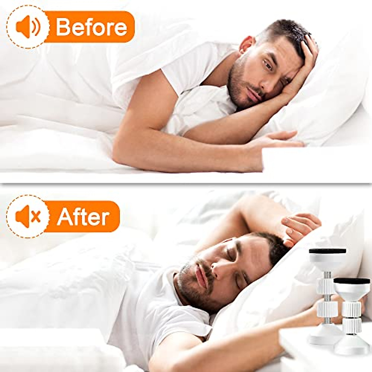 cosbur 4PCS Headboard Stabilizers, Headboard Stoppers for Wall, Bed Stoppers, Adjustable Threaded Bed Frame Anti-Shake Tools for Wall Beds, Cabinets, Sofas, Adjustable from 1.8"-3.15" (White)