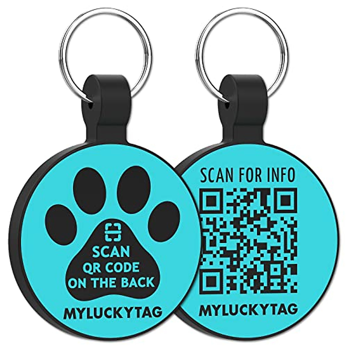 MYLUCKYTAG QR Code Silicone Pet ID Tag Dog Cat Tag, Online Pet Profile, Pet Location Alert Email, Digital Pet Tag, Quiet Dog Tag, Durable Pet ID, Dog Collar Tag, Engraved Pet Tag