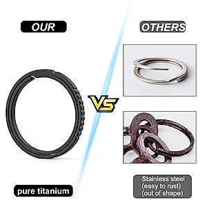 FEGVE Key Rings, Titanium Side Pushing Key Ring Keychain Rings Small Black Split Keyrings for Men (Black-6pcs)