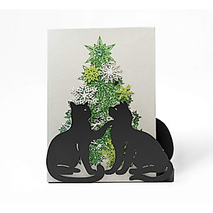 Mango Steam Tabletop Napkin/Tissue & Letter Holder For Home, Kitchen, Restaurants (Cat, Black)