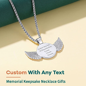 Angel Wings Necklace Chain with Picture Jewelry Gifts Photo Necklace for Men friend Husband Father