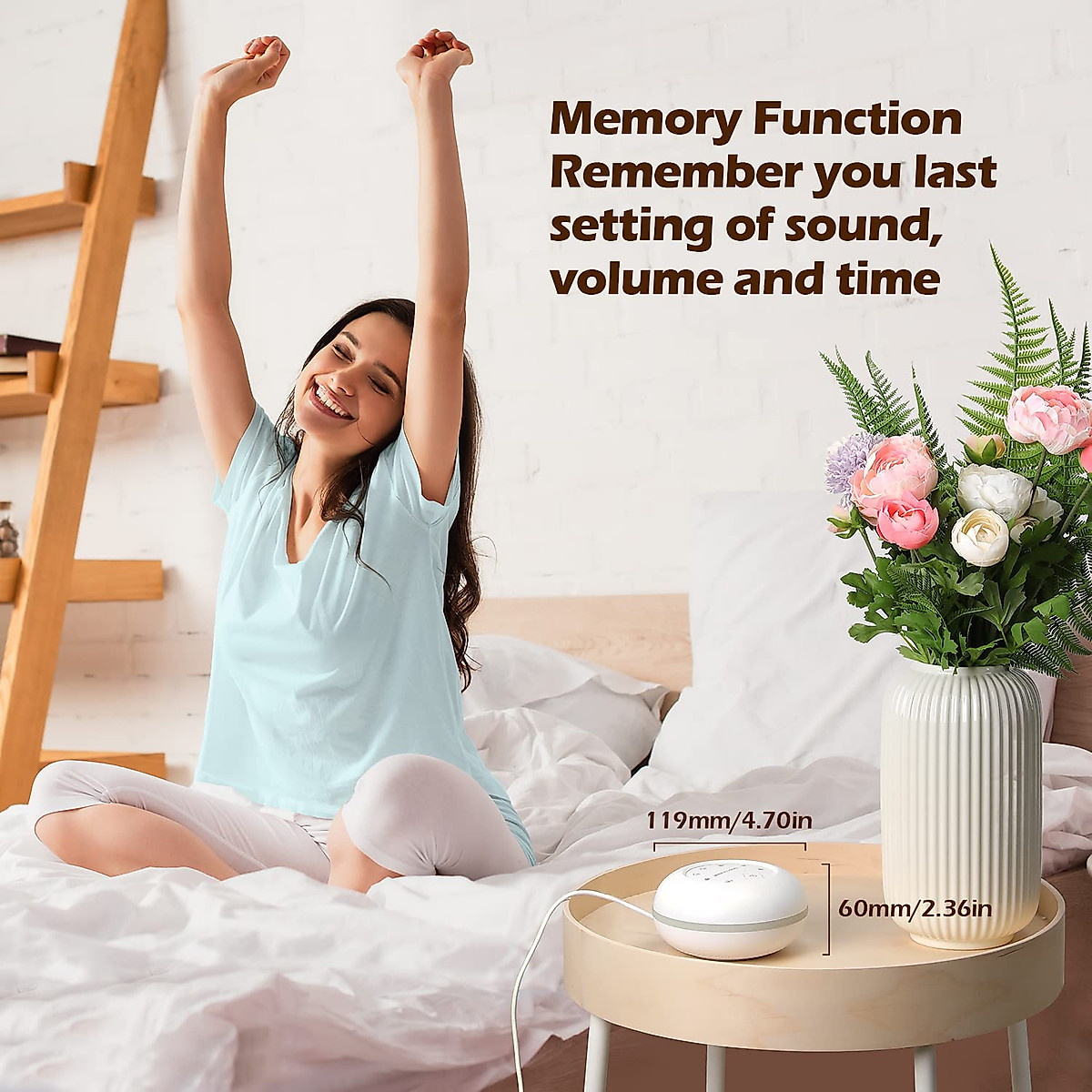 MediAcous White Noise Machine for Adults, Kids, Sleeping Baby, Portable Sound Machine with 18 High-Fidelity Soothing Sounds and 4 Timers, USB Baby Sound Machine with Night Light and Memory Function