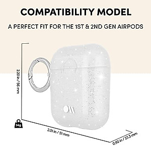 Case-Mate Protective AirPod Case Cover, Soft Silicone Cover with Keychain Ring for Men and Women, Compatible with Apple AirPods Series 1 & 2, Front LED visible - Crystal Clear