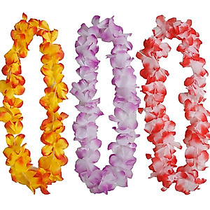 10 Counts Hawaiian Leis set Luau Party Decorations Tropical Party Favors Lei Hawaiian Flower Hair Clip and Elastic Wristbands Flowers Leis Perfect for Hawaiian Luaus Party Birthday Party Favors.