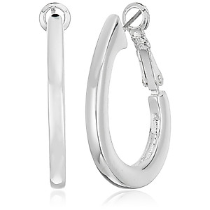 Napier Silver-Tone Large Oval Hoop Earrings