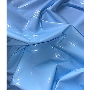 Keily & Megan Inc, 54" Wide Dancewear Shiny Stretch Faux Latex Vinyl Fabric (Baby Blue, 1 Yard)