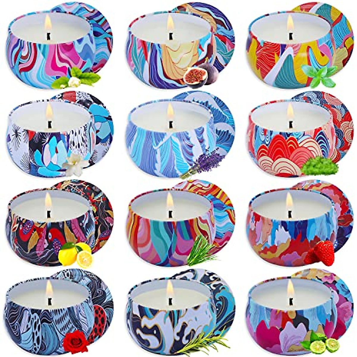 TTRWIN Scented Candles Gift Set,12 Pack Relaxing Aromatherapy Scented Candles for Women, 100% Soy Candles Stress Relief Candles for Home Scented, Ideal for Birthday, Valentine's Day, Mother's Day