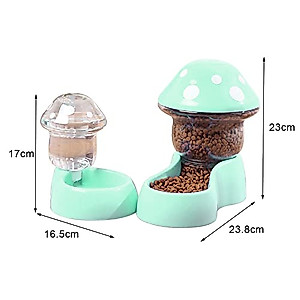 Worparsen Pets Auto Feeder, Automatic Dog Gravity Food Feeder, Cat Water Dispenser, Mushroom Shape Dog Cat Water Food Container, Pet Food Bowl for Small Medium Dog Pets Puppy Kitten Blue