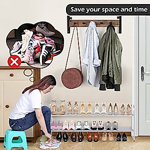 MISSLO 2 tier Long Shoe Rack for Closet Shoe Organizer Holds 18-Pairs, Wide Low Stackable Shoe Storage Shelf for Bedroom Floor, Men Boots, Women Heels, Kids Sneakers (Grey)
