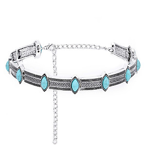 Olbye Turquoise Necklace Silver Short Necklace Choker Personalize Boho Necklace Jewelry for Women