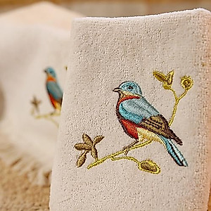 Avanti Linens - 3pc Towel Set, Soft & Absorbent, Nature Bathroom Decor (Gilded Birds Collection)