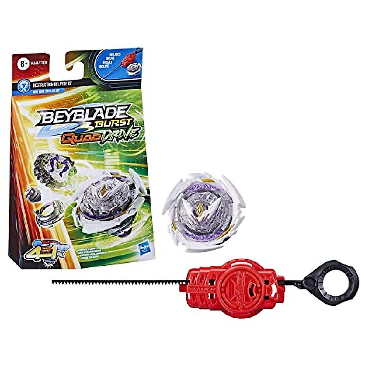 BEYBLADE Burst QuadDrive Destruction Belfyre B7 Spinning Top Starter Pack - Attack/Stamina Type Battling Game with Launcher, Toy for Kids