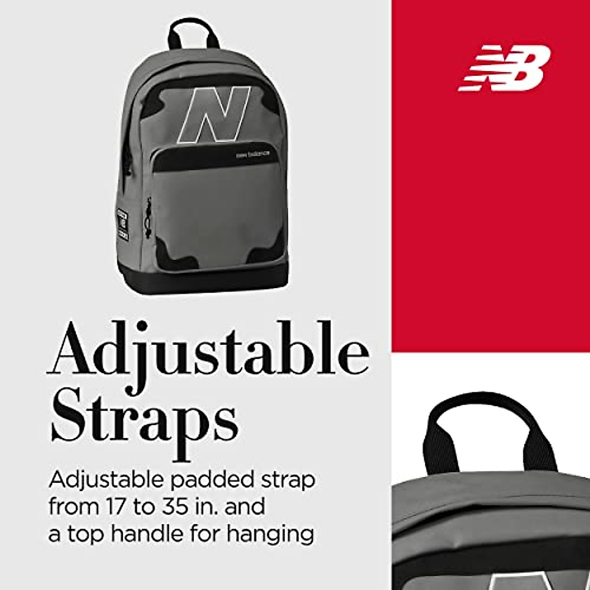 Concept One New Balance Laptop Backpack, Legacy Travel Bag for Men and Women, Grey, One Size