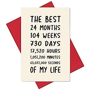 Alzombi 2nd Anniversary Card, Sweet Second Anniversary Card for Him or Her, The Best 2 Years of My Life
