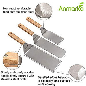 Professional Spatula Set - Stainless Steel Pancake Turner and Griddle Flipper Scraper 4x8 inch Oversized Hamburger Turner Great for Griddle BBQ Grill and Flat Top Cooking - Commercial Quality