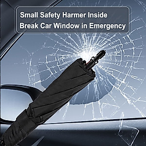 LANBRELLA Umbrella No Drip Umbrella Double Layer Inverted Umbrella C Shaped Handle Windproof Compact Folding - Black