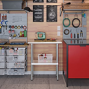 14" x 30" AmGood Stainless Steel Work Table | Metal Kitchen Food Prep Table | NSF | Commercial & Residential Kitchen Laundry Garage Utility Bench