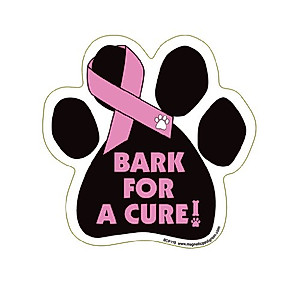 Pet Gifts USA Bark For A Cure - Breast Cancer Paw Support Ribbon Car Truck & Mailbox Magnet