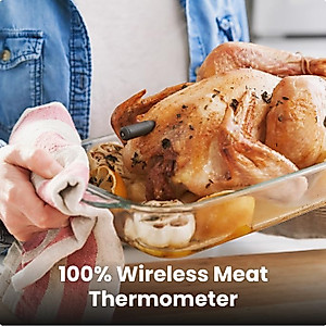 MASTRAD - Meat°it + - 100% Wireless Smart Meat Thermometer with Bluetooth Booster - Oven, BBQ, Grill, Smoker, Kitchen, Rotisserie