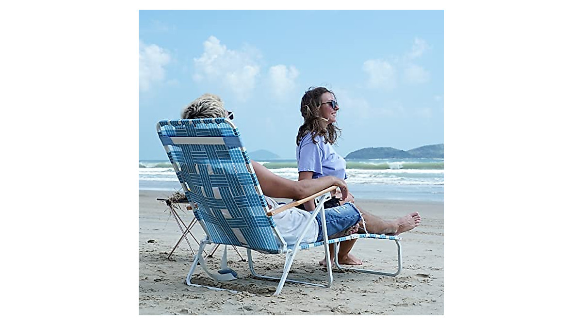 WEJOY Folding Webbing Lounge Chair - Adjustable Portable Outdoor Sunbed