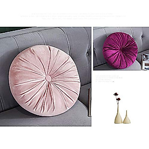 TRRAPLE Round Throw Pillows, Pumpkin Velvet Cushion Pleated Round Pillow Home Decorative for Sofa Bed Living Room Office Chair Couch