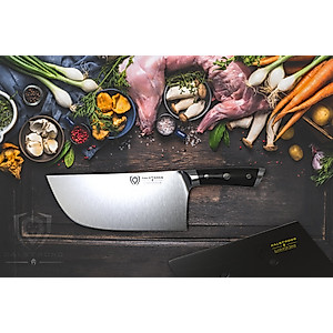 Dalstrong Meat Cleaver Knife-9"- Gladiator Series-'The Ravager'-Heavy Duty Butcher Kitchen Knife Gift-Forged High Carbon German Steel-BBQ, Meat Knife-w/Sheath-NSF Certified