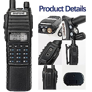 Baofeng UV-5R 8W Upgrade Ham Radio Handheld Dual Band Portable Two Way Radio Long Range Rechargeable Walkie Talkie with 3800mAh Battery,USB Charger,High Gain Antenna and Programming Cable Full Kit
