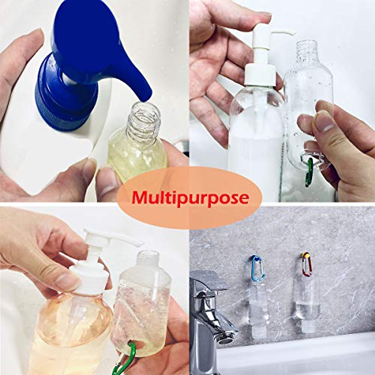XITENBAO Travel Bottles with Keychain, 2oz/50ml Portable Plastic Travel Bottles - Leakproof Squeeze Bottles with Flip Cap - Empty Refillable Containers for Conditioner Body Wash Liquid etc