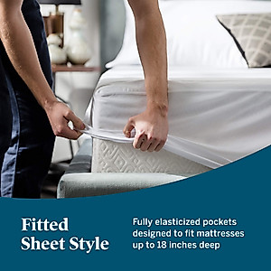 LUCID Encasement Mattress Protector - Completely Surrounds Mattress for Waterproof Protection, White, Queen