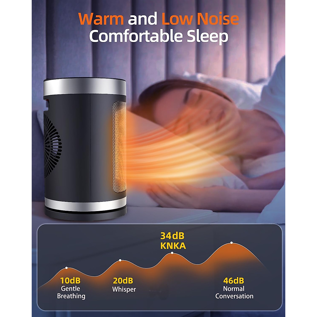 KNKA Space Heaters for Indoor Use, Portable Electric Heater with Thermostat, 90° Oscillation, 4 Mode, 12H Timer, 1500W Fast Safe Heating Ceramic Heater for Bedroom, Home, Office - ETL Certified, 9.4"