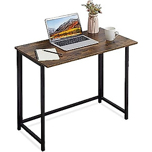 ENGERIO Folding Computer Desk, Space-Saving Home Office Desk, Modern Work Desk for Small Spaces, Foldable Computer Table, Simple Study Writing Table, Wooden Gaming Desk