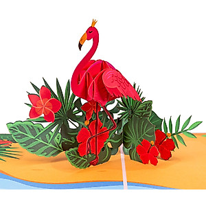 Paper Love Flamingo Pop Up Card, For Summer, Birthday, Wedding, Anniversary, Thank You, Thinking of You, Mothers Day, Valentines Day or All Occasion | 5" x 7"